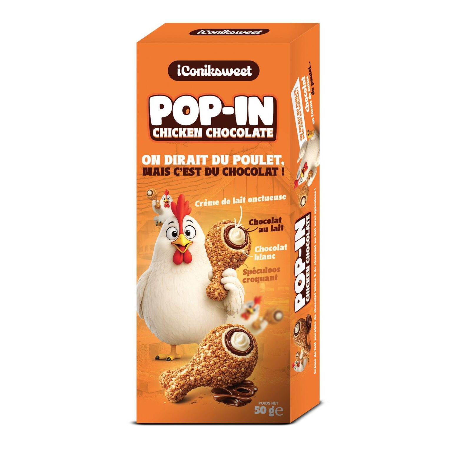 Pop In Chicken Chocolate IConikSweet 12 X 50g (Viral Chicken Look) - Kirpa